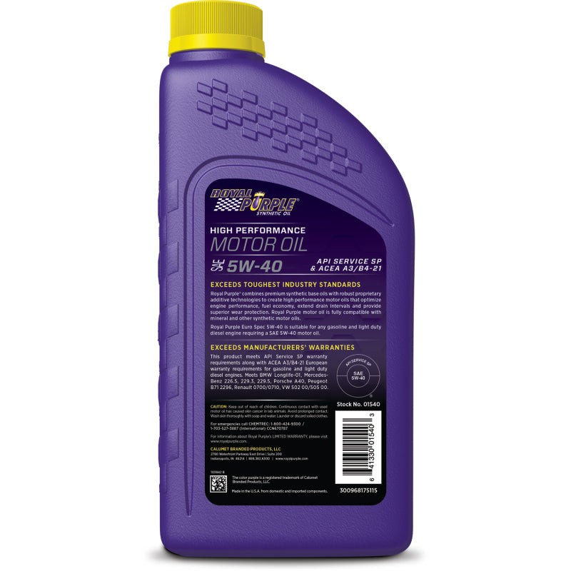 Royal Purple Premium Synthetic High Performance Euro Formula 5W-40 Mot ...