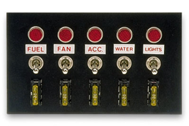 Moroso Toggle Switch Panel - Accesory - 4in x 6.75in - Five On/Off Swi ...